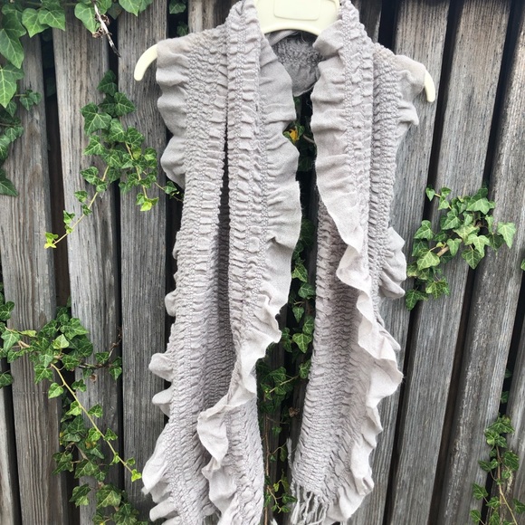 Accessories | Silvergrey Ribbed Scarf With Detail | Poshmark